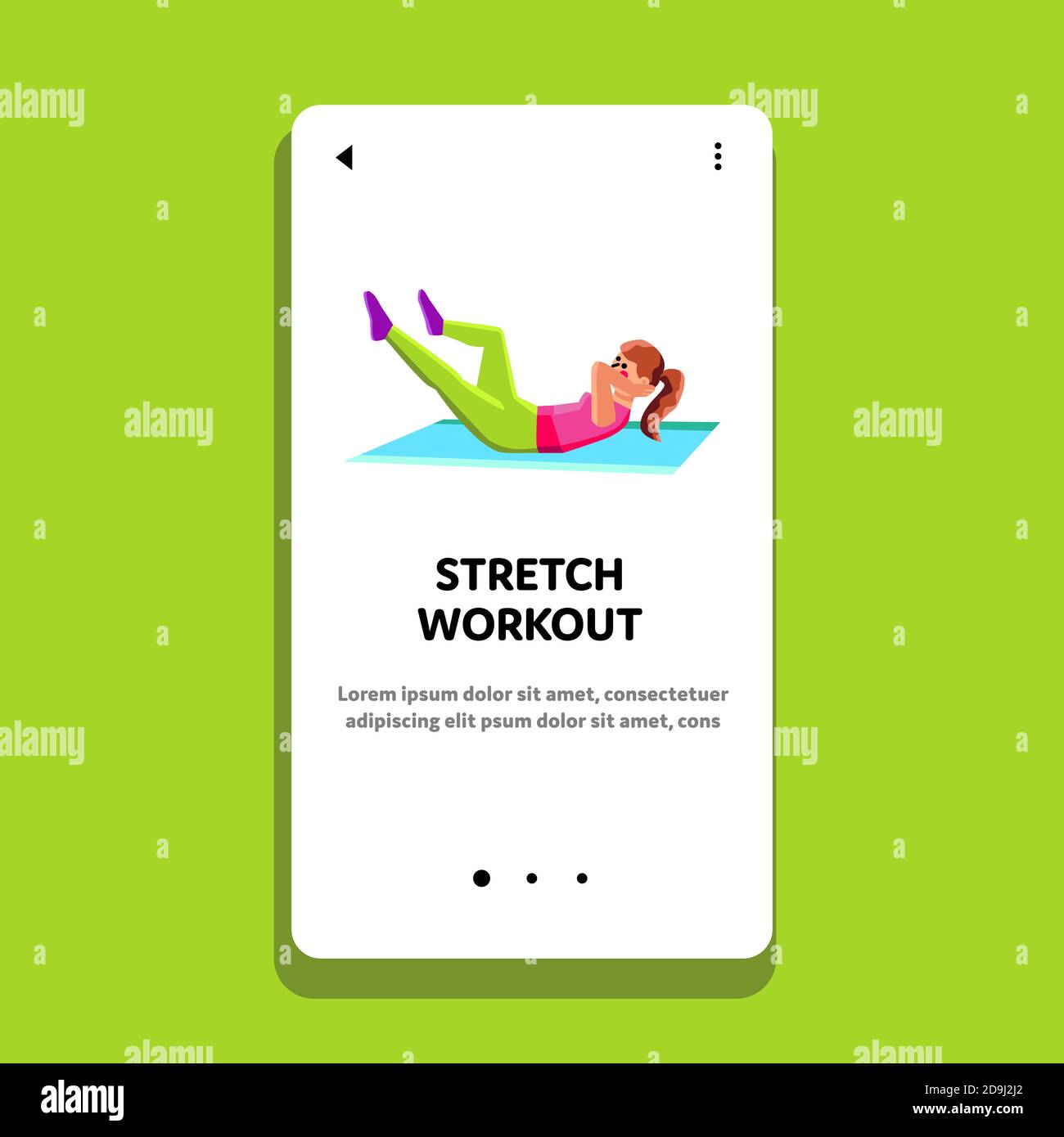 Stretch Workout Exercising Young Woman Vector Illustration Stock Vector ...