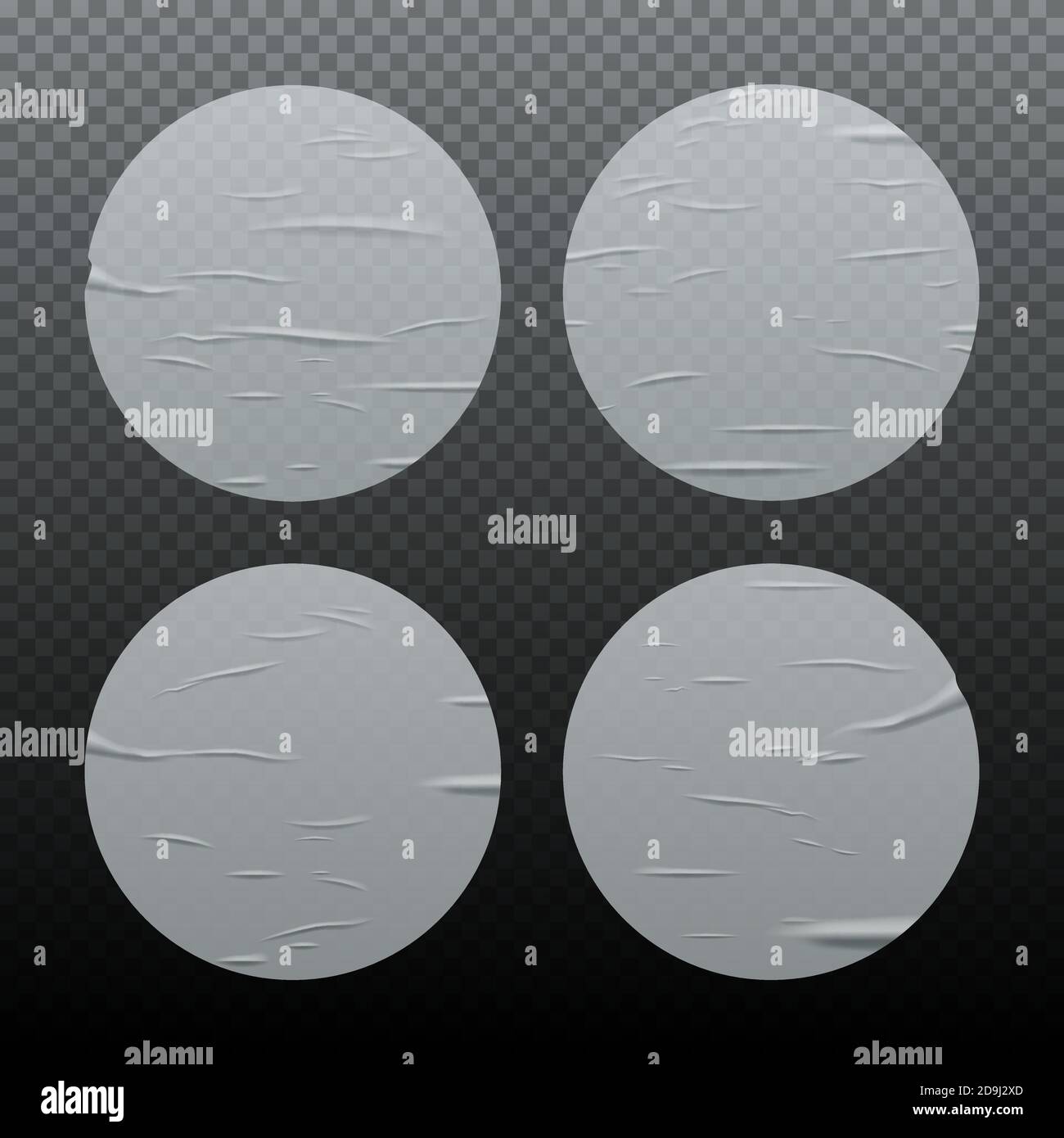 Glued round stickers set isolated on transparent background. Vector ...