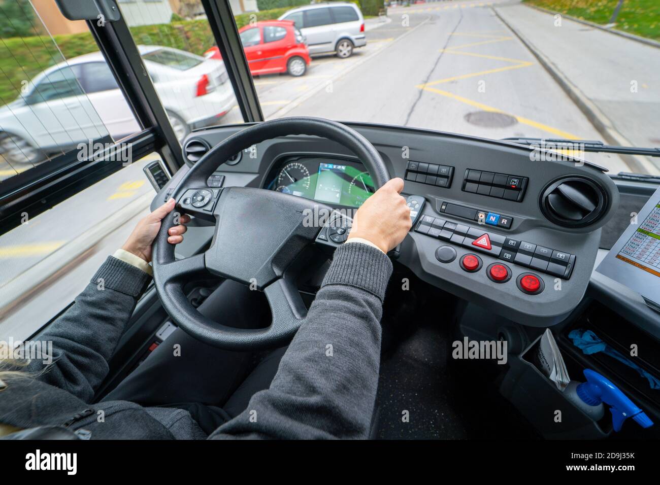 a day with driver woman bus at work Stock Photo - Alamy