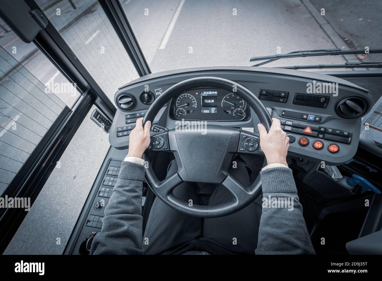 a day with driver woman bus at work Stock Photo - Alamy