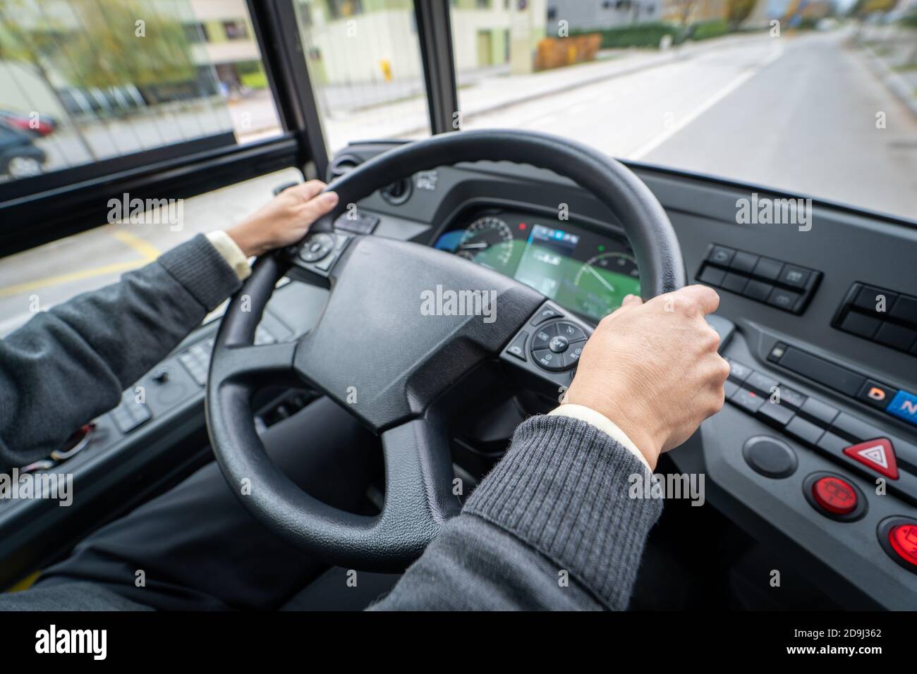 a day with driver woman bus at work Stock Photo - Alamy