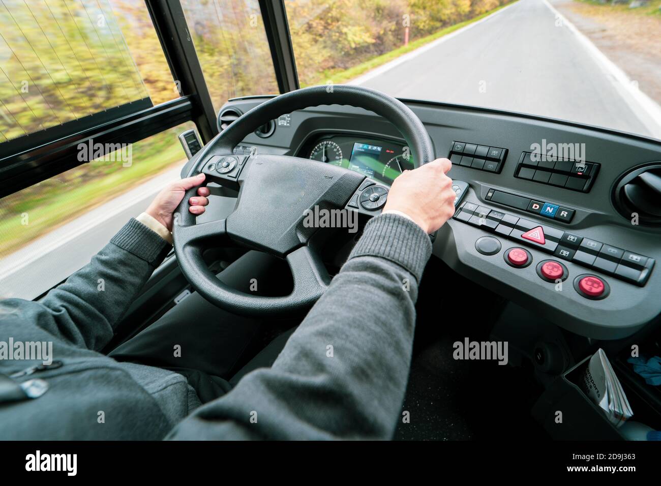 a day with driver woman bus at work Stock Photo - Alamy
