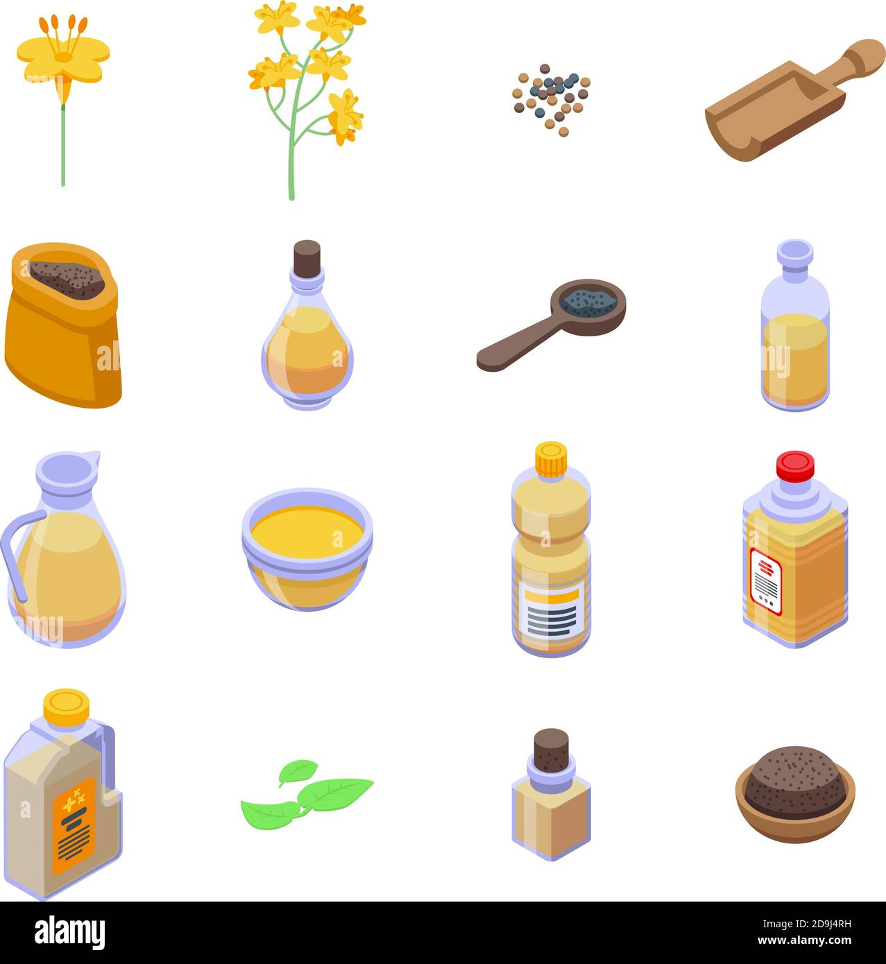 Canola icons set. Isometric set of canola vector icons for web design ...