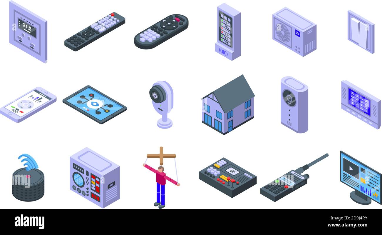 Control icons set. Isometric set of control vector icons for web design ...