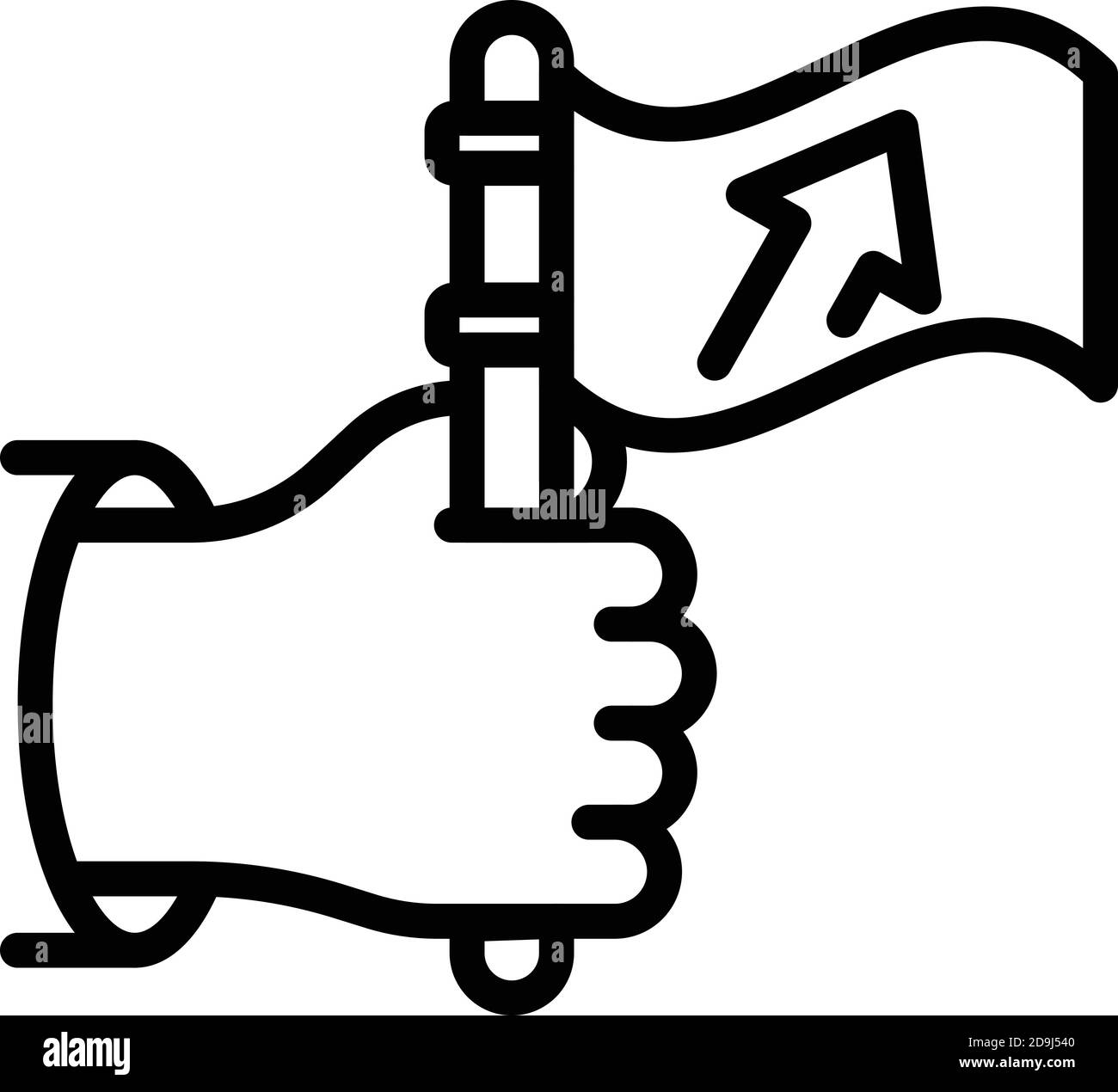 Hand flag agitation icon. Outline hand flag agitation vector icon for ...
