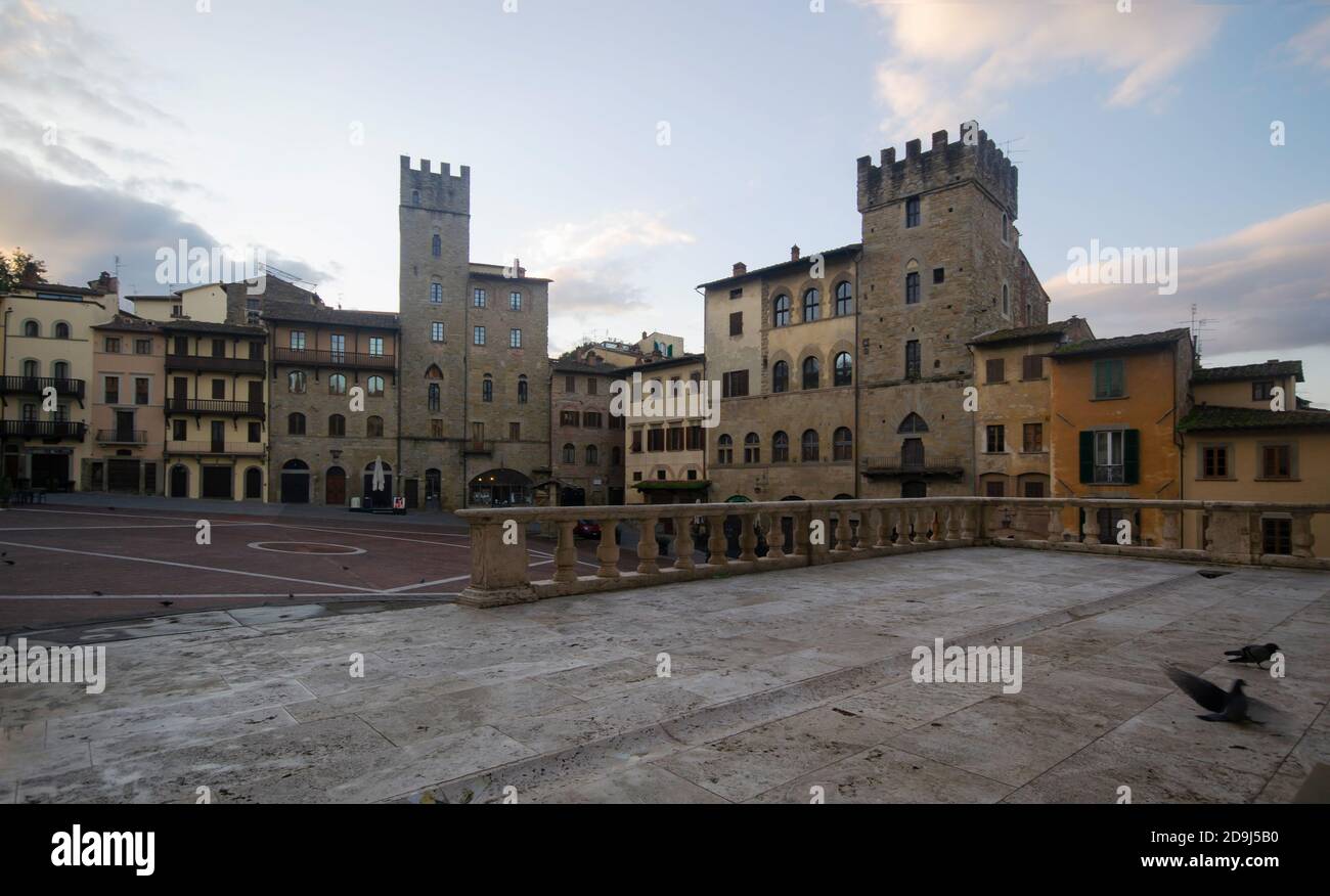 Portrait of Piazza Grande ancient square in the old center of Arezzo ...