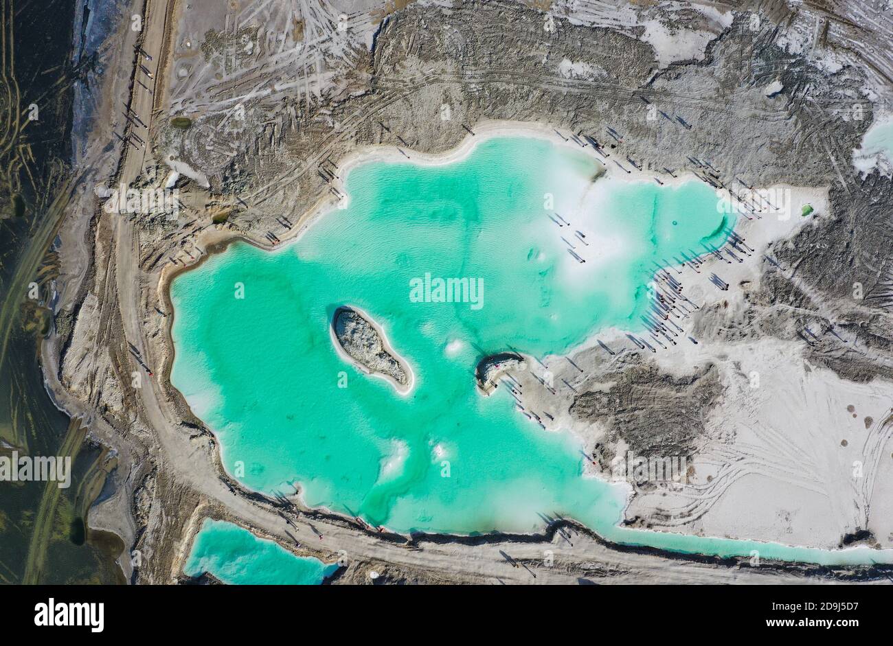 An aerial view of the salt pan in Dachaidan Town, Haixi Mongolian ...