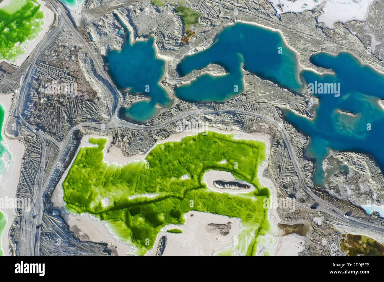 An aerial view of the salt pan in Dachaidan Town, Haixi Mongolian ...