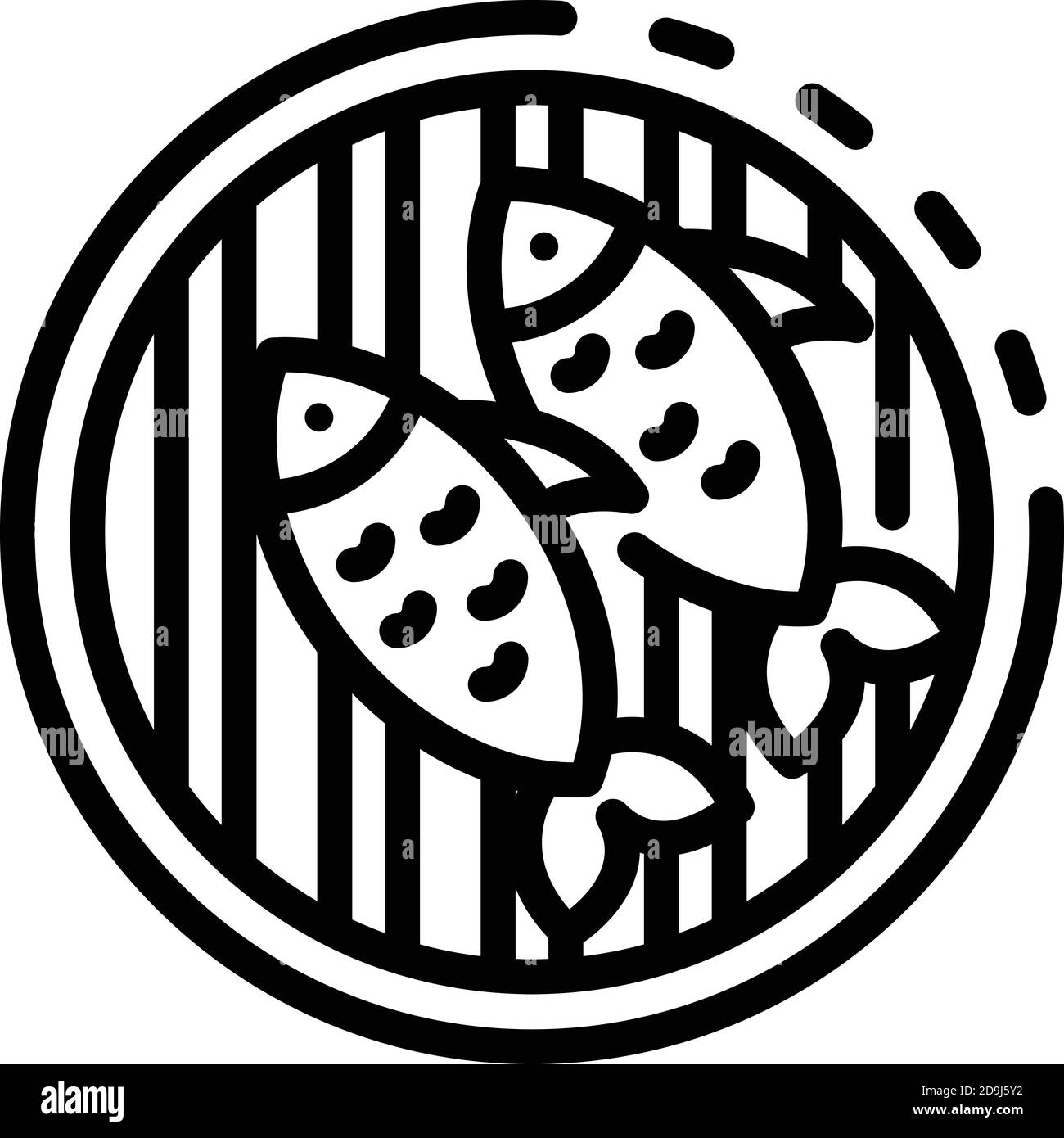 Grilled fish icon. Outline grilled fish vector icon for web design ...