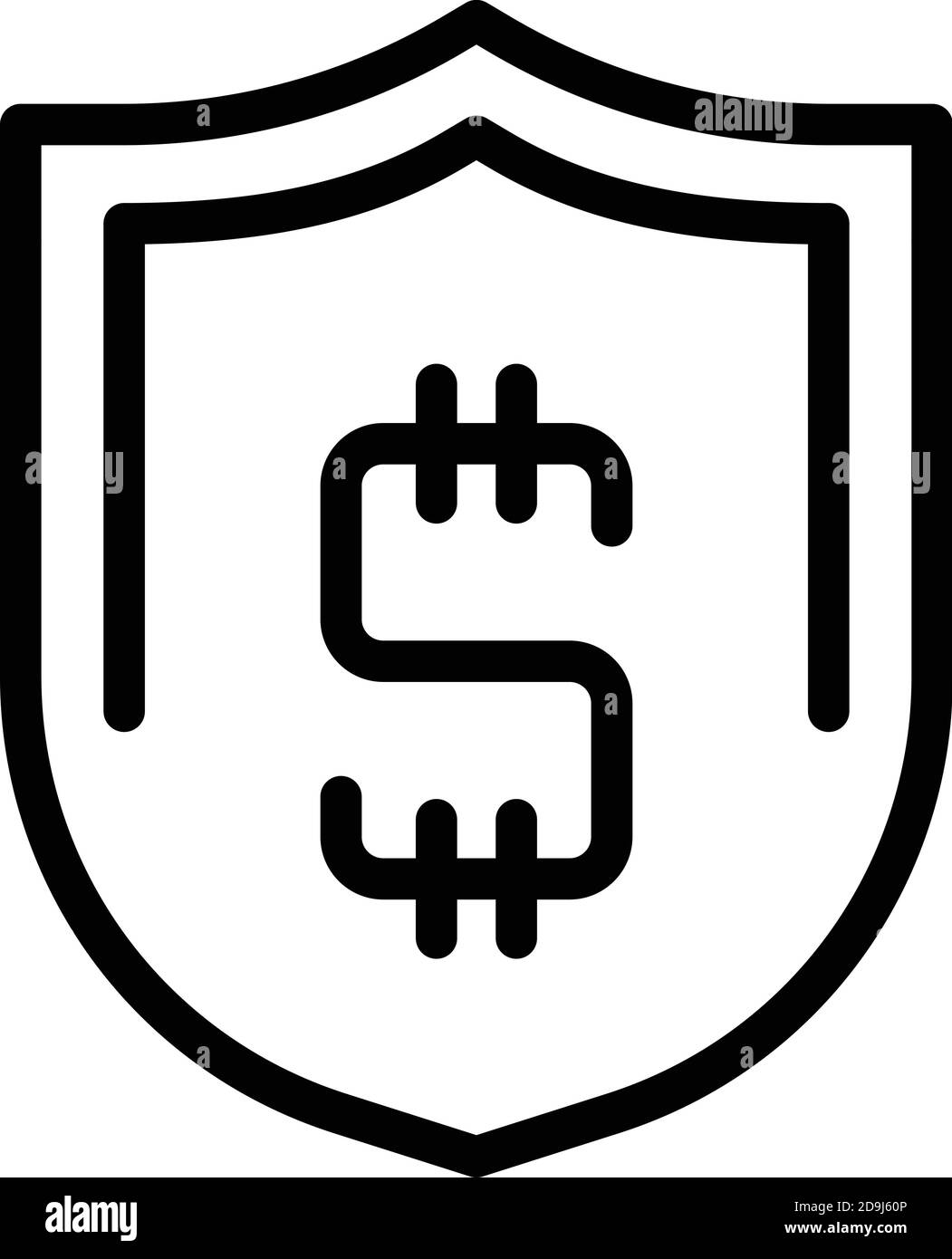 Shield dollar icon. Outline shield dollar vector icon for web design ...