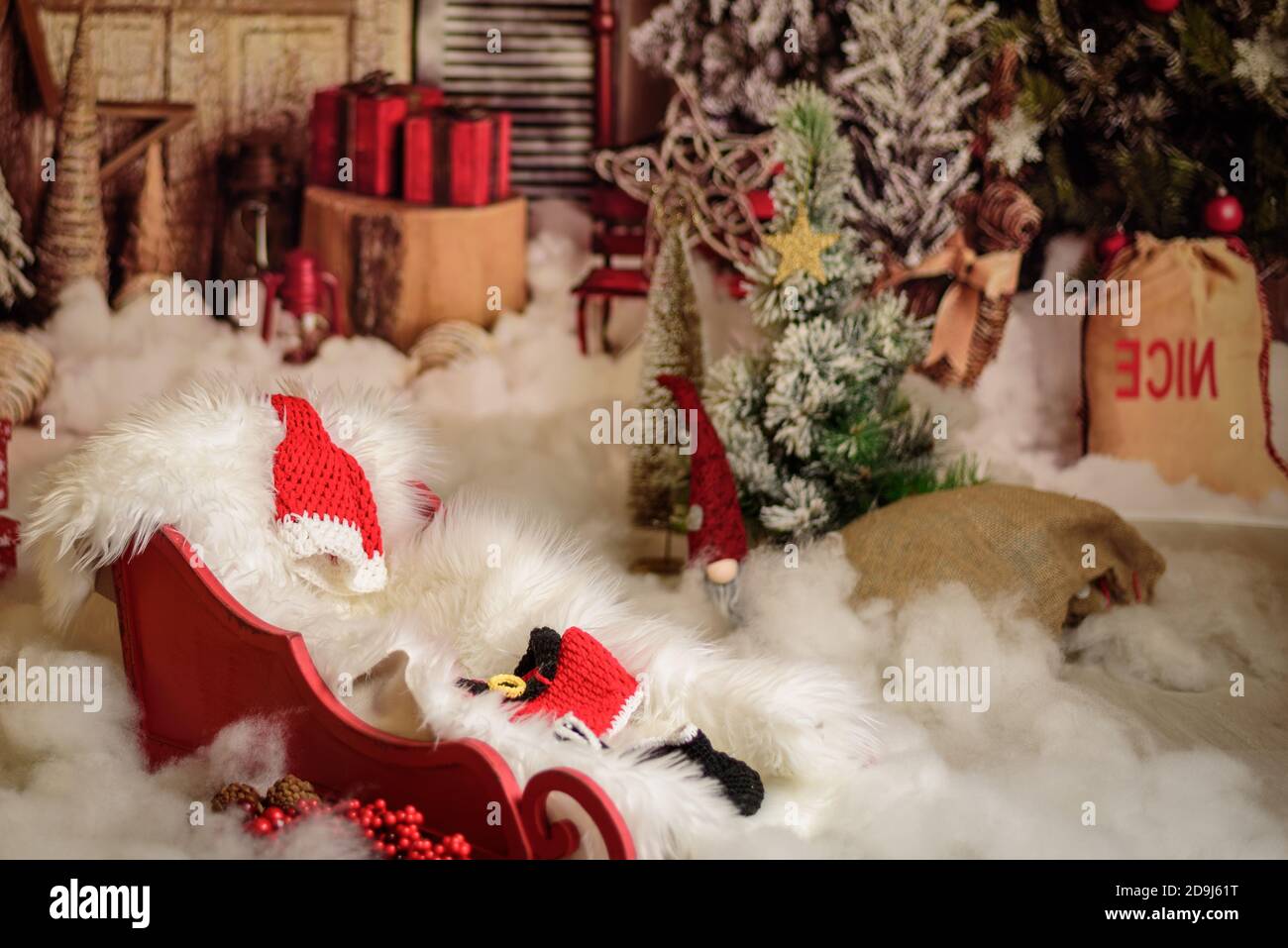 Set up christmas table inside a house Stock Photo - Alamy