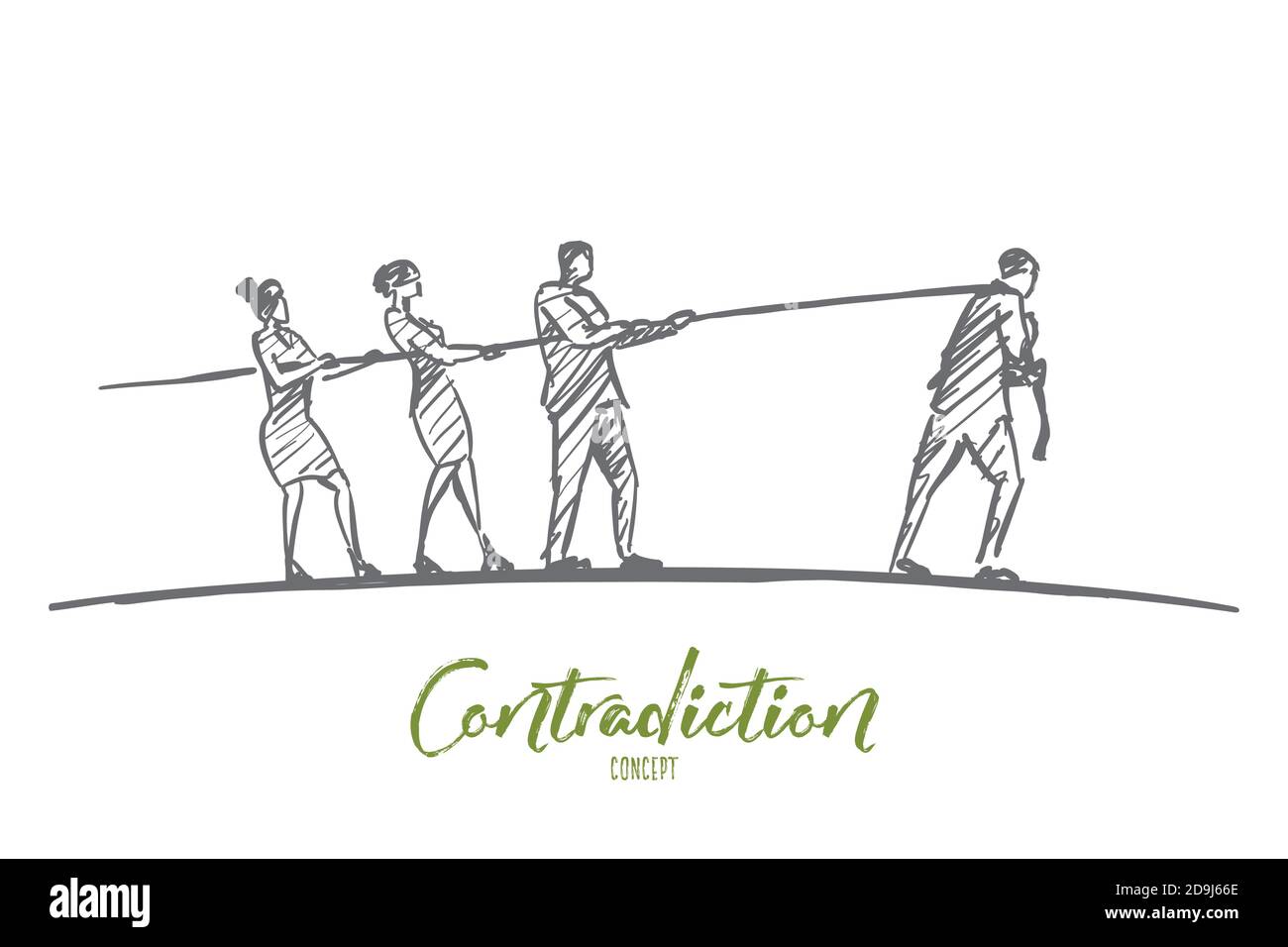 Hand drawn people pulling rope to different sides Stock Vector Image ...