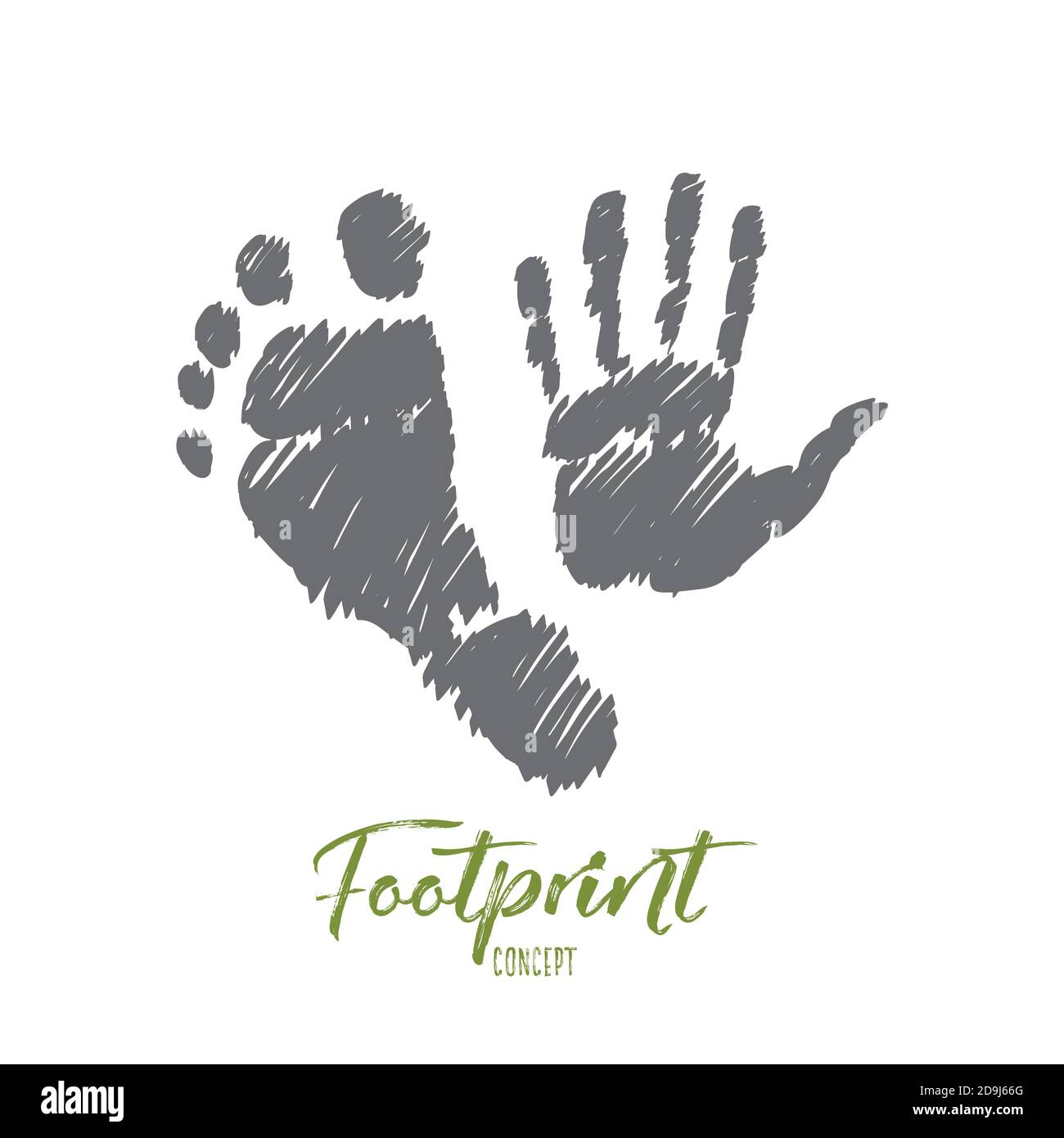 Hand drawn footprint and handprint with lettering Stock Vector Image ...