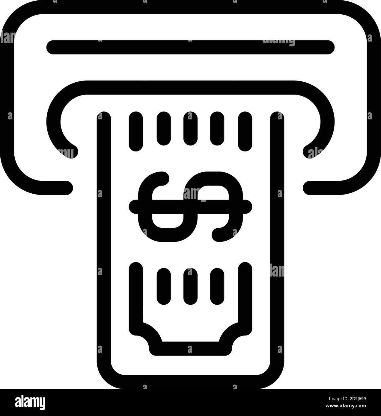 Dollar atm icon. Outline dollar atm vector icon for web design isolated on white background ...