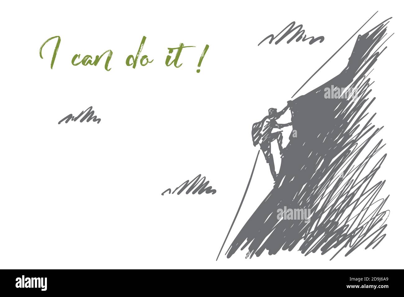 Hand drawn alpinist climbing up mountain Stock Vector Image & Art - Alamy