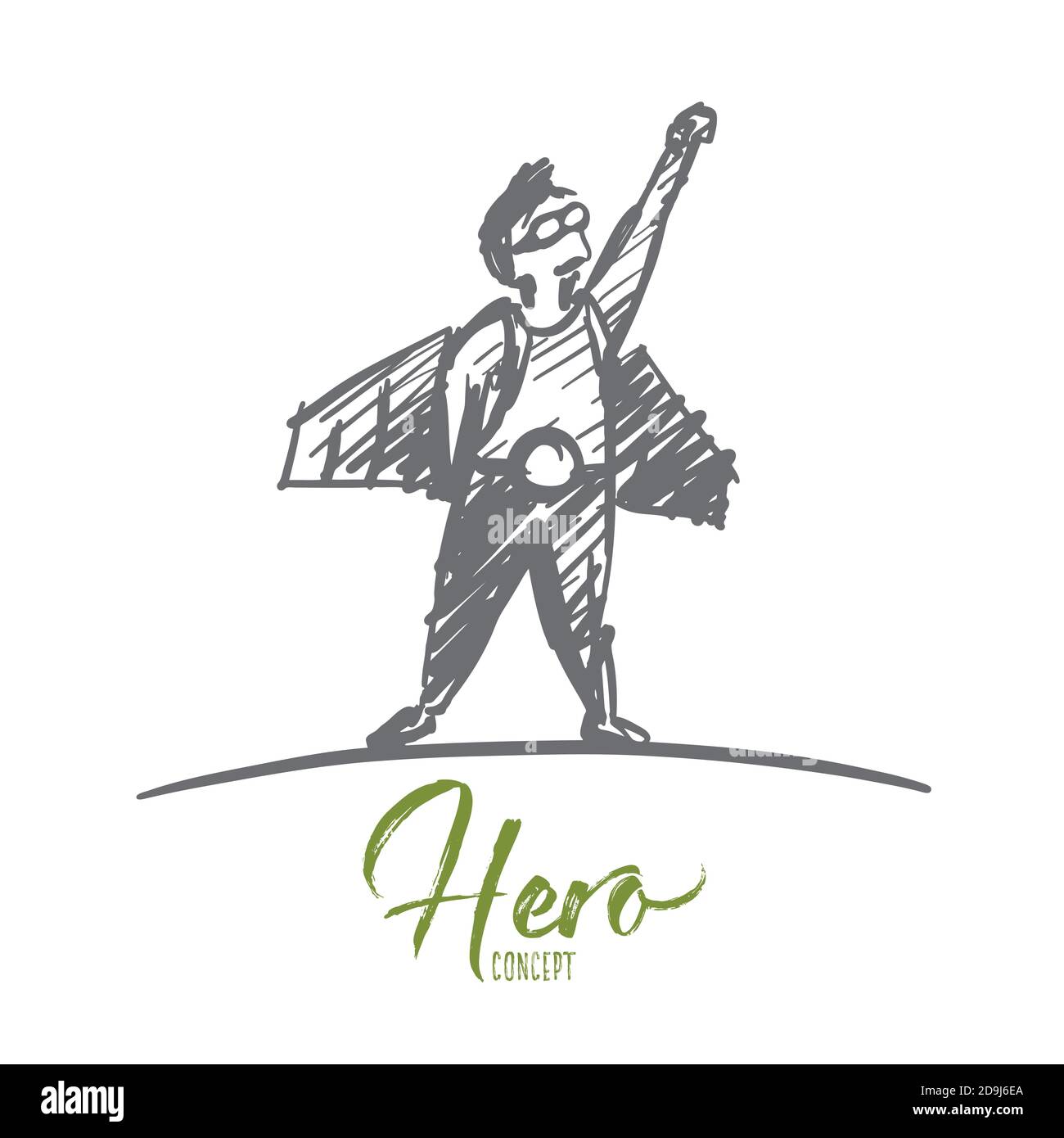 Hand drawn man in hero man clothing with lettering Stock Vector Image ...
