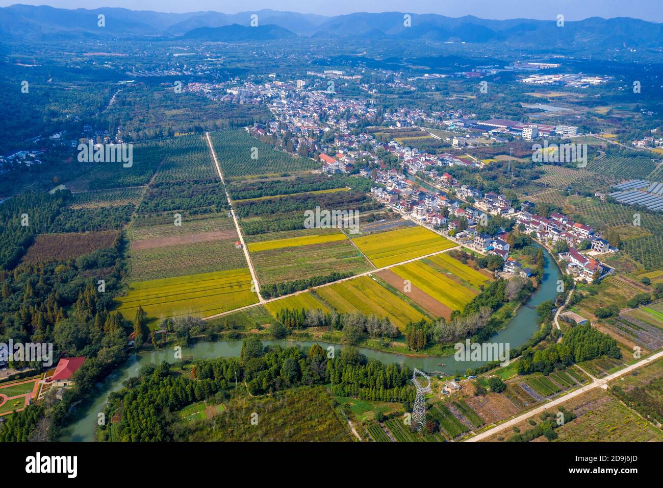 Aerial view of the farming field in Huzhou city, east China's Zhejiang ...