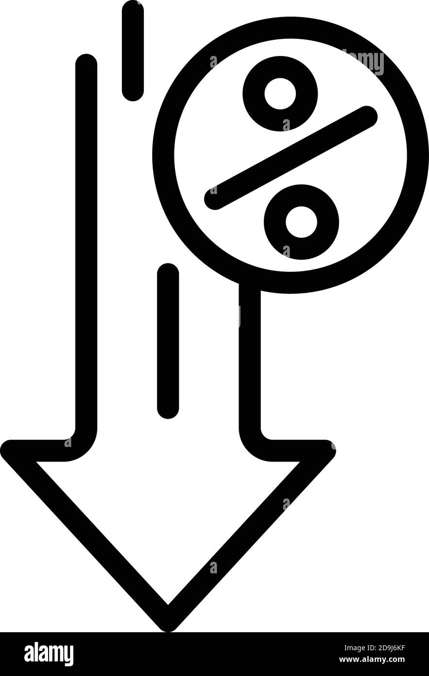 Down rate icon. Outline down rate vector icon for web design isolated ...