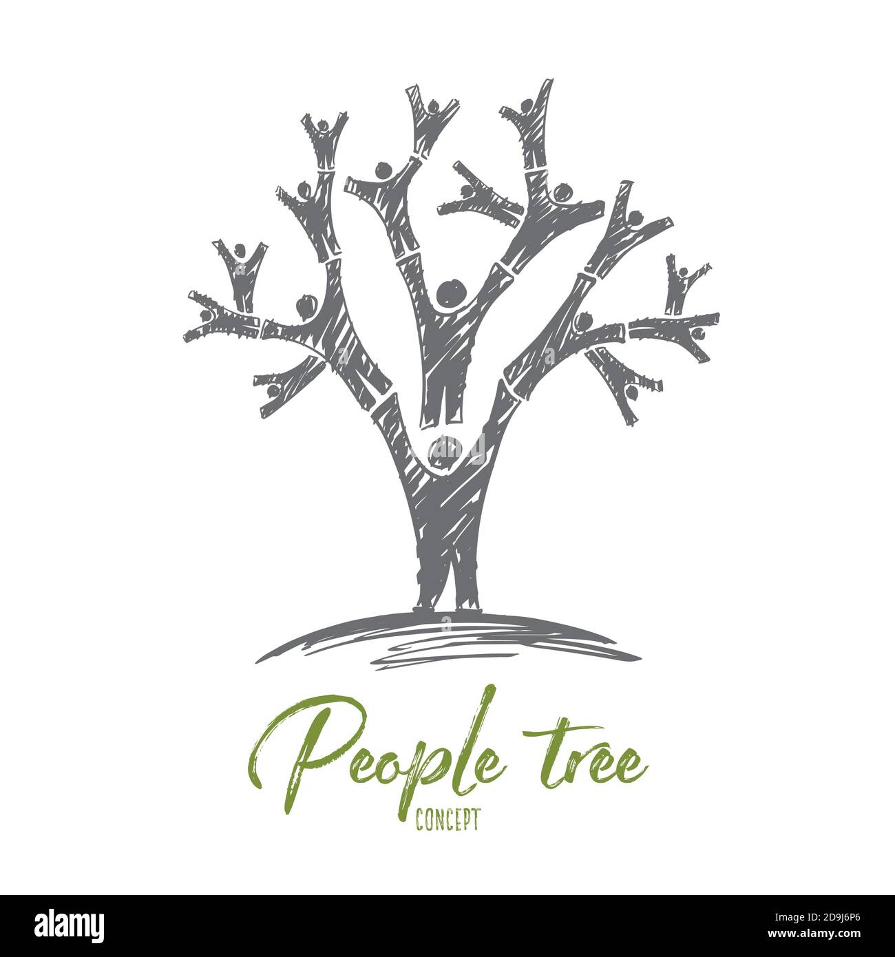 Hand drawn tree formed with human bodies Stock Vector Image & Art - Alamy