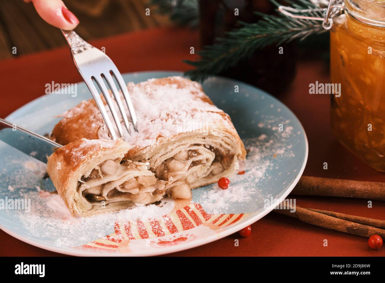 Closeup cutting eating strudel hi-res stock photography and images - Alamy