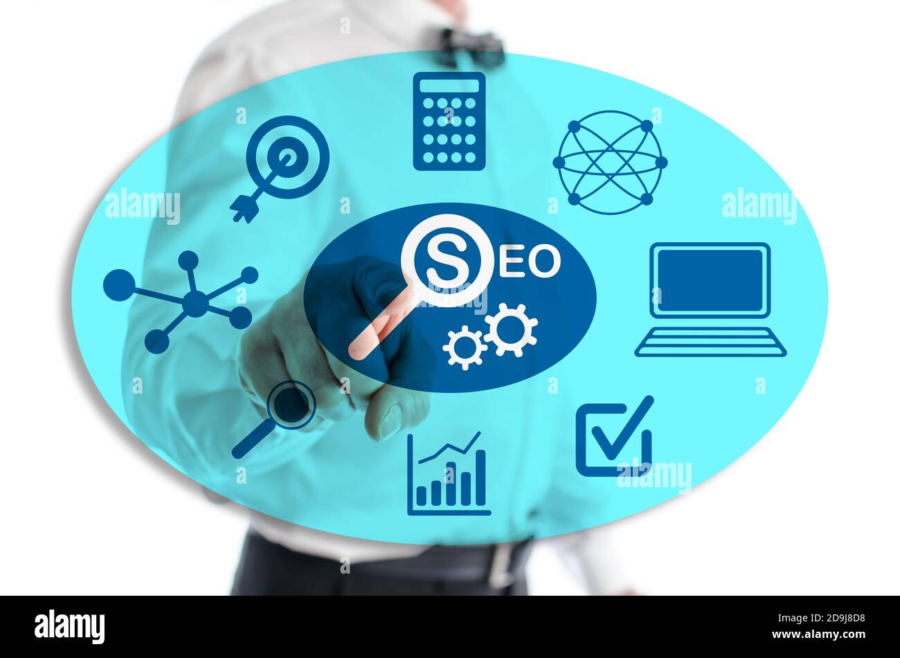 Seo concept shown by a man in background Stock Photo - Alamy
