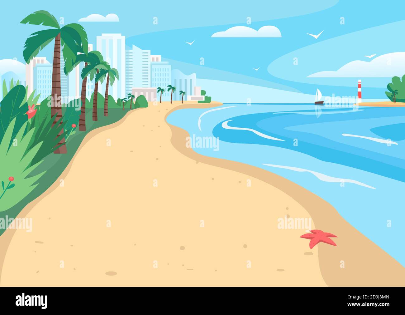 Sandy beach flat color vector illustration Stock Vector Image & Art - Alamy