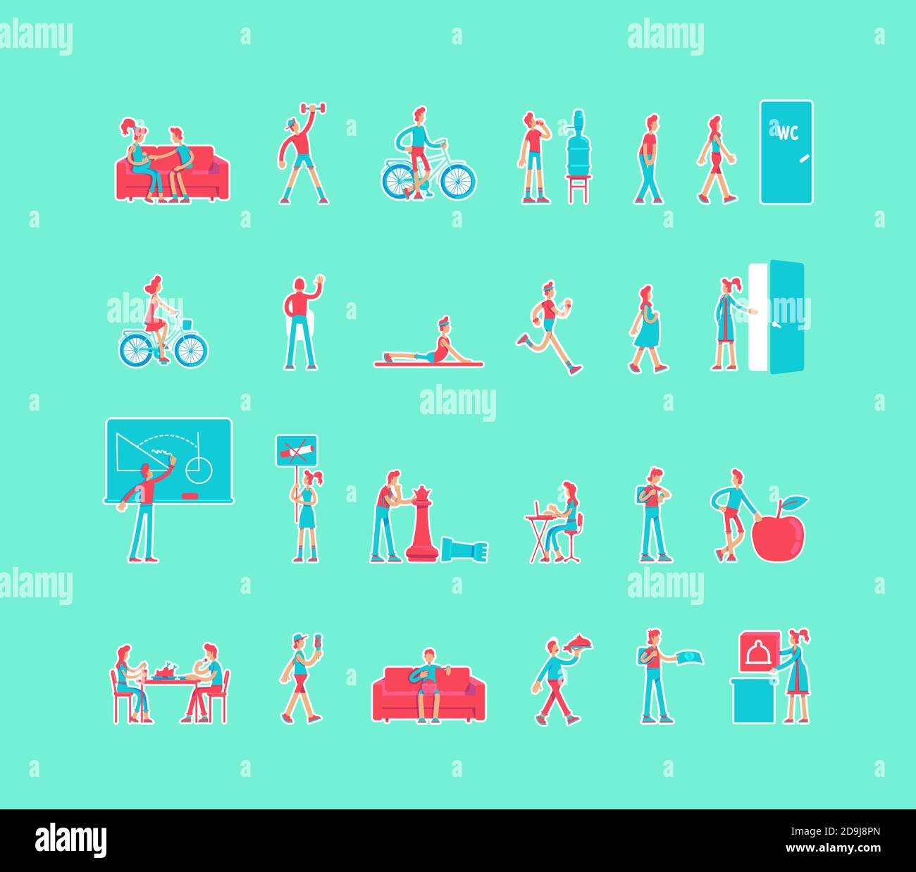 Healthy lifestyle cartoon vector characters set Stock Vector Image ...