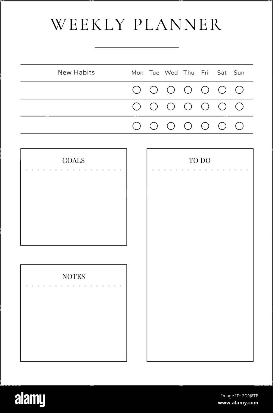 Weekly planner minimalist planner page design Stock Vector Image & Art ...