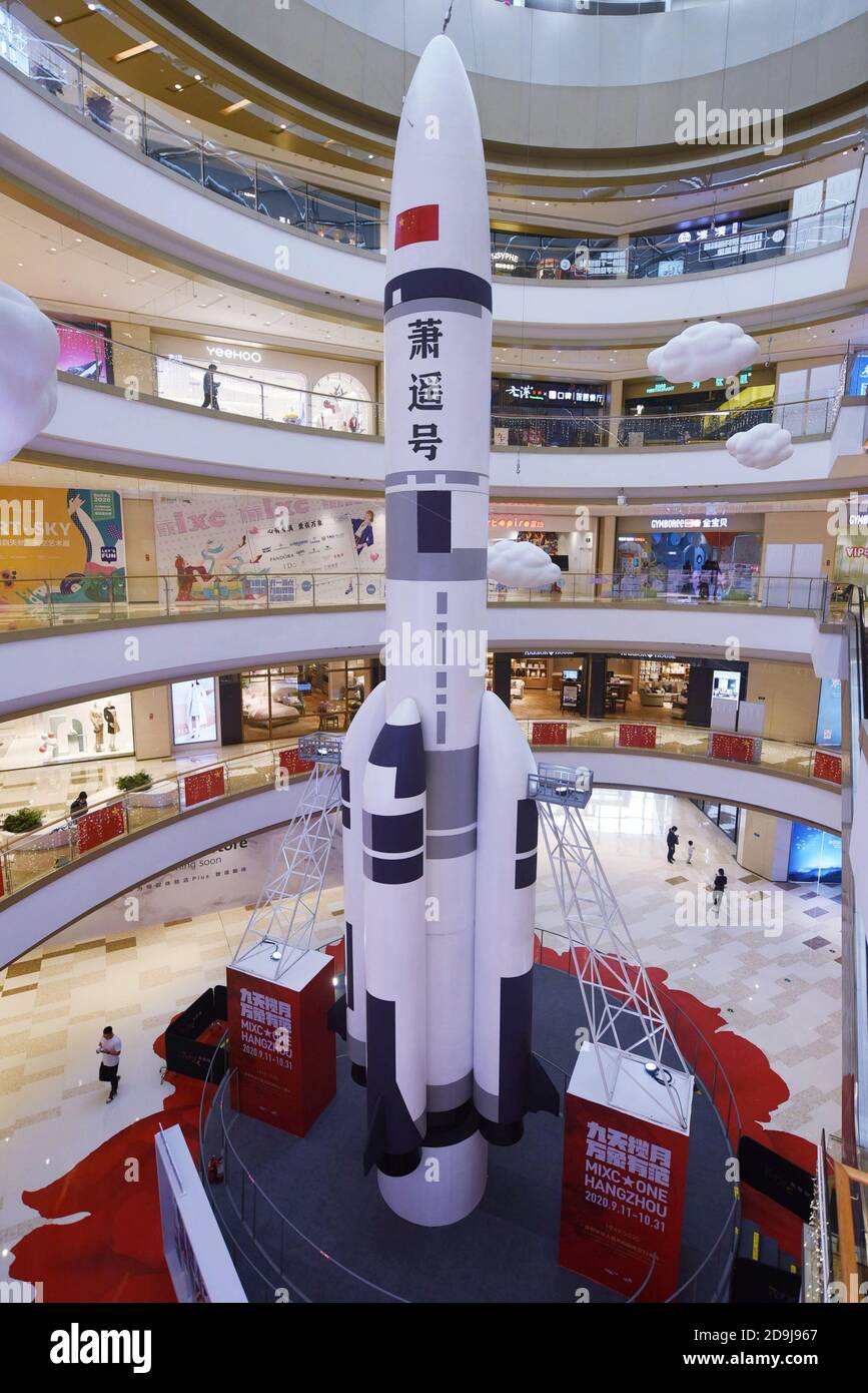 The model of a rocket with a height of more than 20 meters appears in a ...