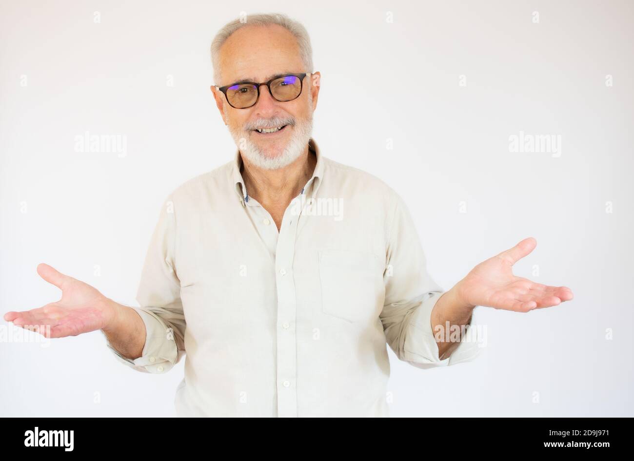 Senior handsome grey-haired man clueless and confused expression with ...