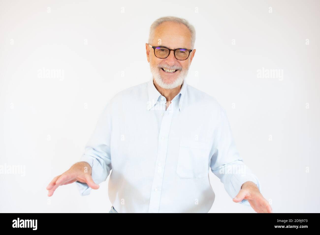 Portrait of healthy happy smile senior elderly caucasian old with copy ...