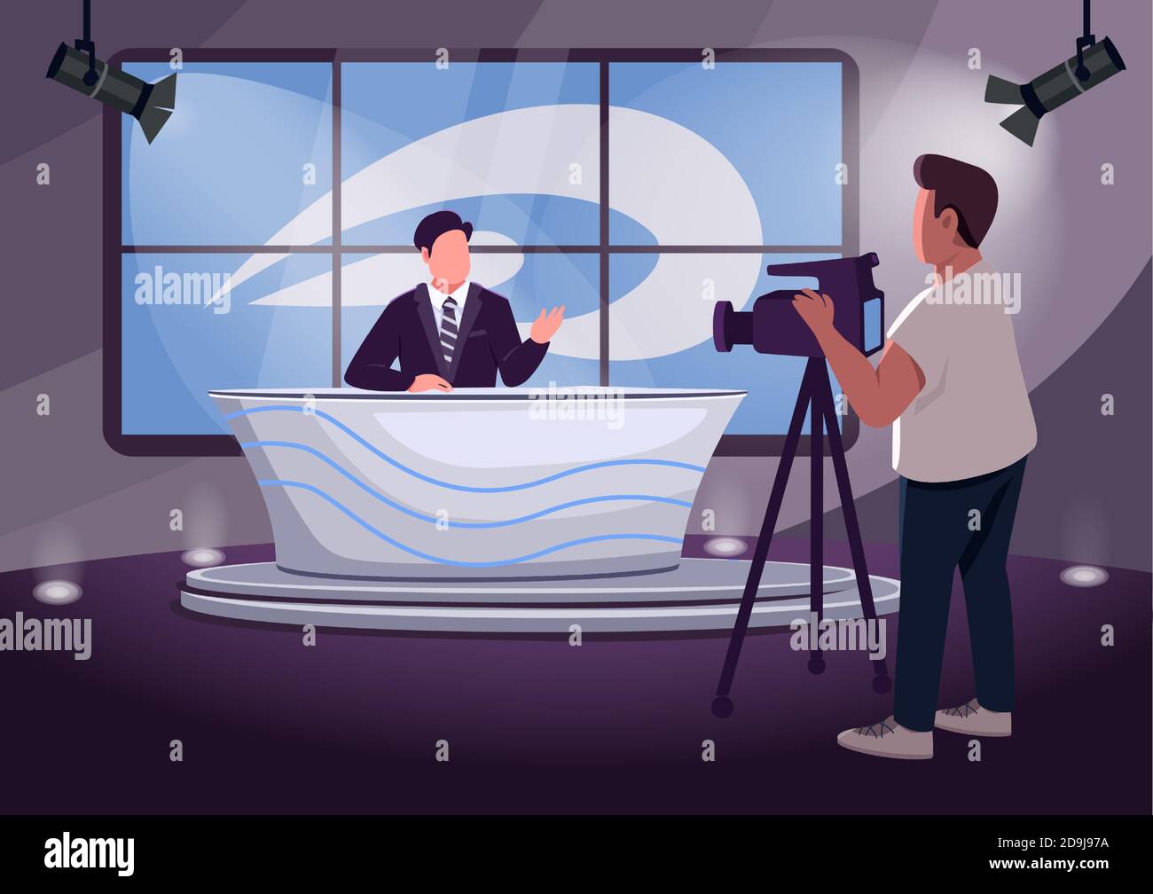 News production flat color vector illustration Stock Vector Image & Art ...