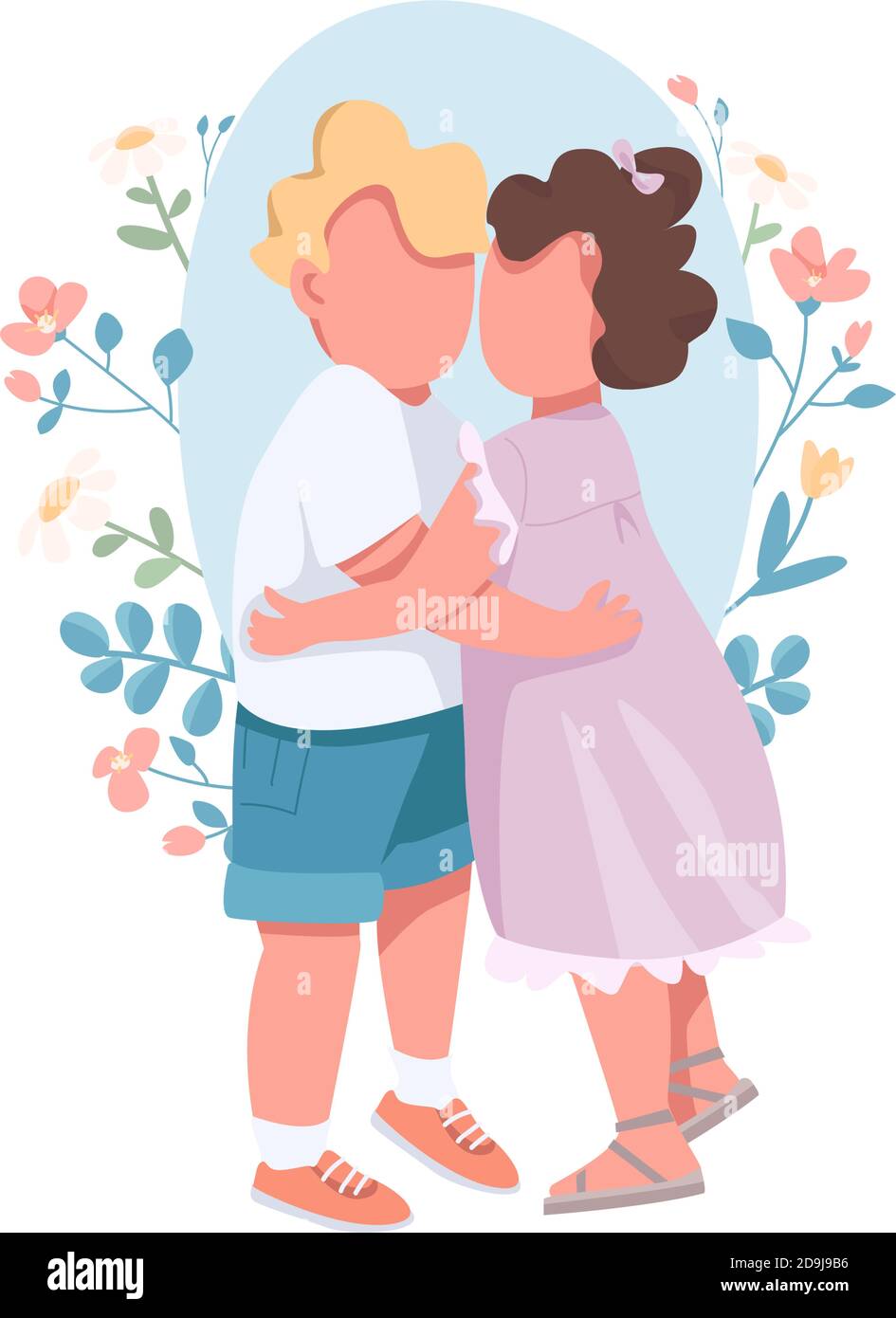 Hugging kids flat concept vector illustration Stock Vector Image & Art ...