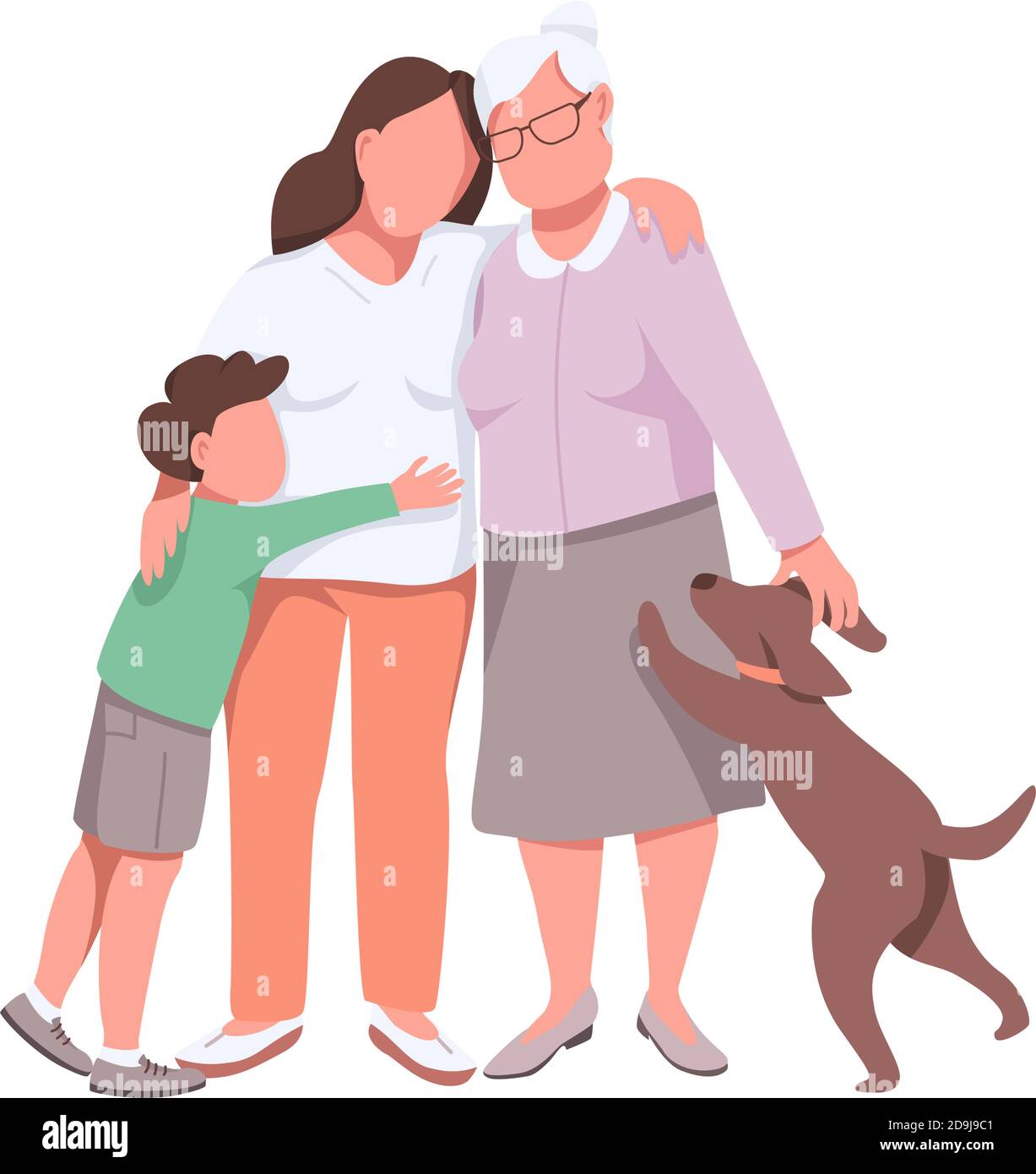 Happy family flat color vector faceless characters Stock Vector Image ...