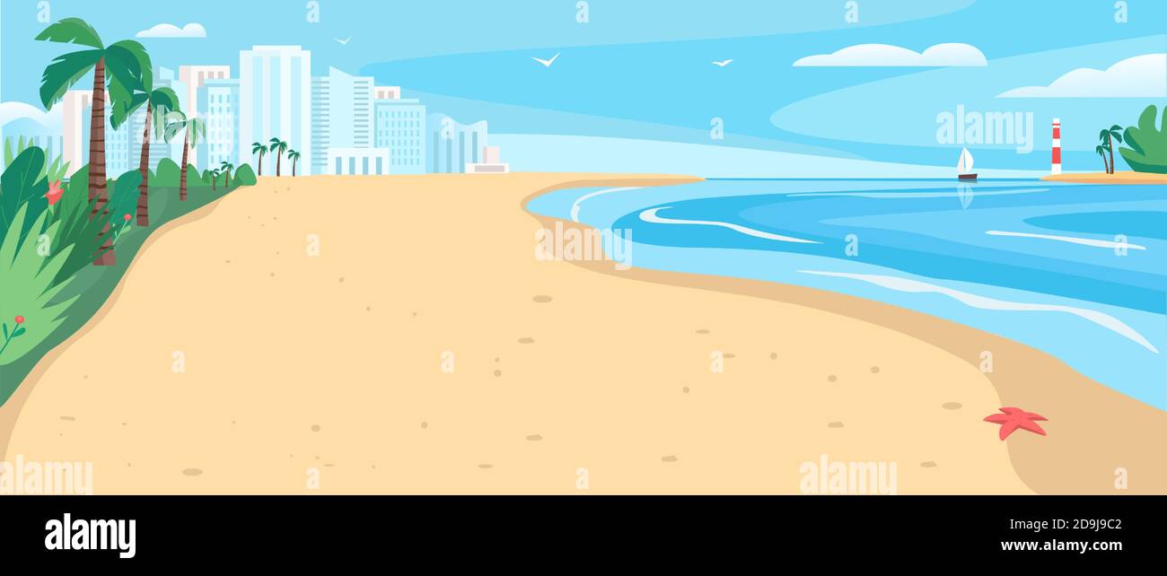 Sandy beach flat color vector illustration Stock Vector Image & Art - Alamy