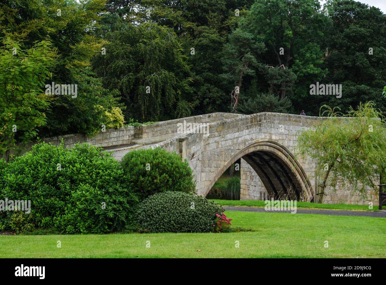 Ancient 14th century stone bridge over the River Coquet at Warkworth ...