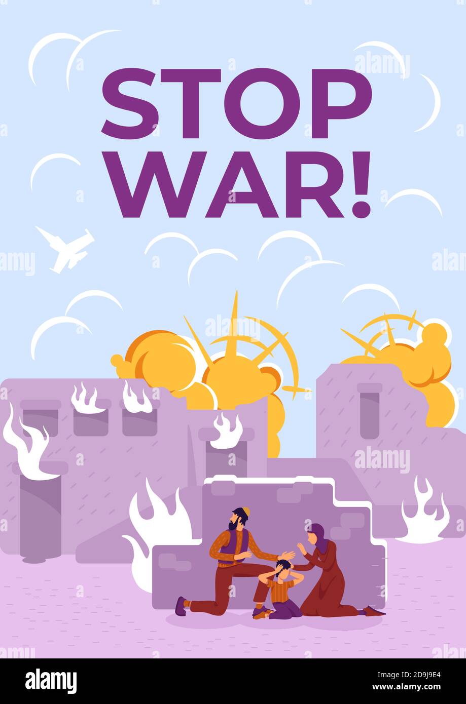 Stop war poster flat vector template Stock Vector Image & Art - Alamy