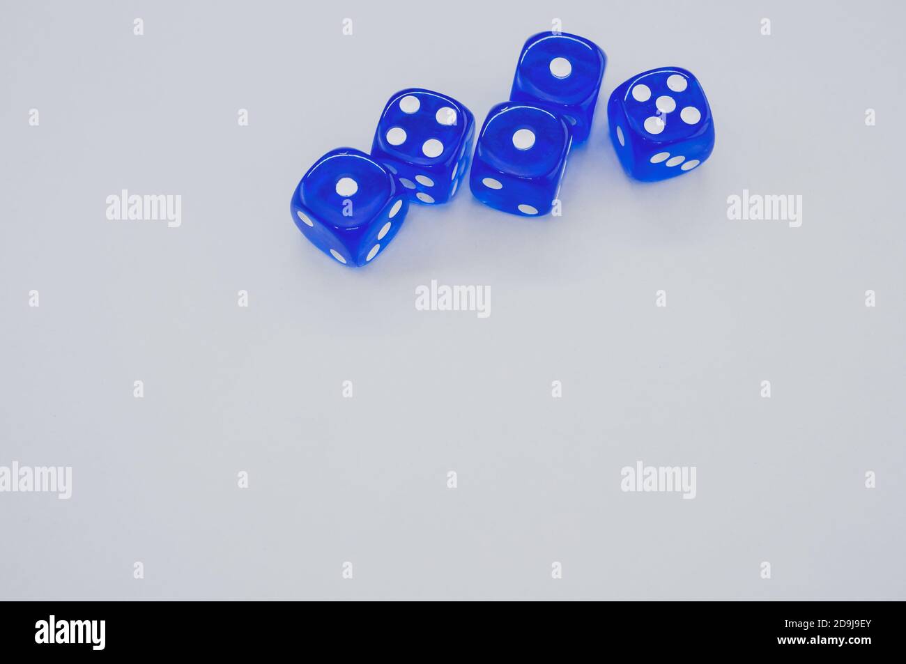 Top view of blue dice isolated on white background Stock Photo - Alamy