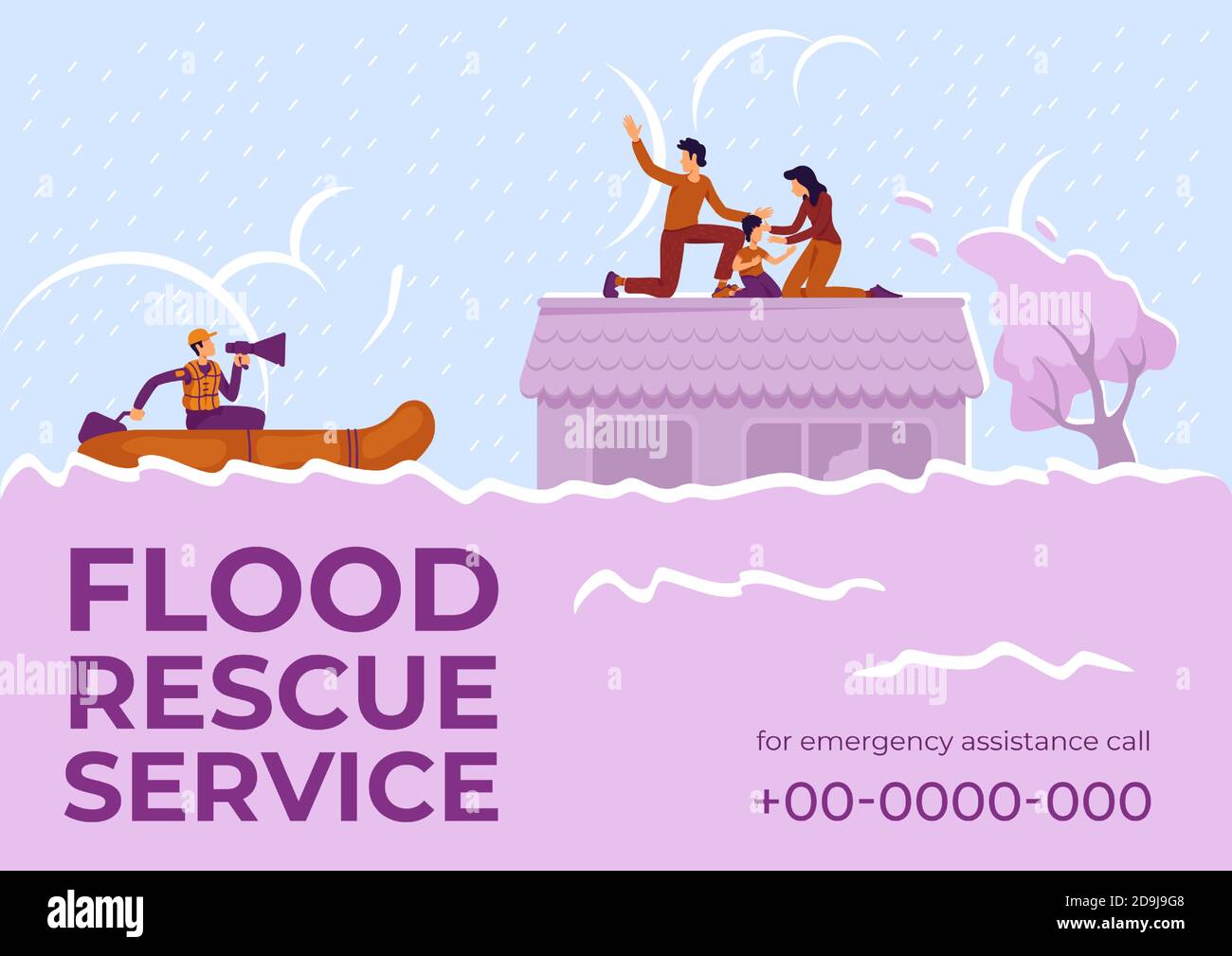 Flood rescue service flat vector template Stock Vector Image & Art - Alamy