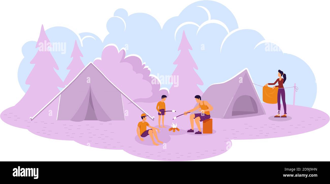 Camping 2D vector web banner, poster Stock Vector Image & Art - Alamy