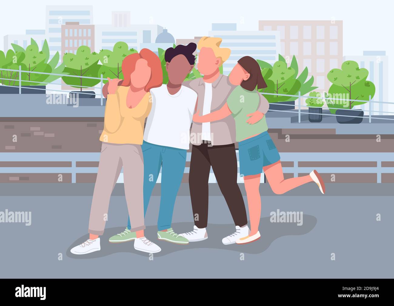 Group of friends flat color vector illustration Stock Vector Image ...