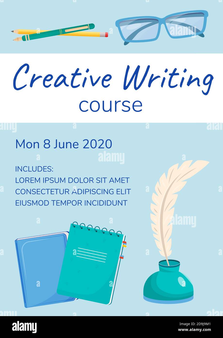 Creative writing course poster flat vector template Stock Vector Image ...