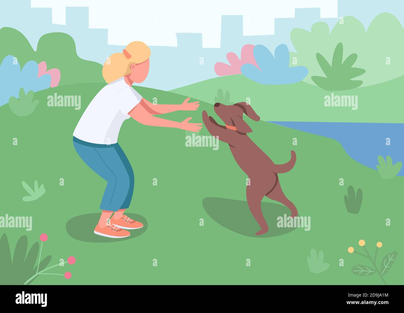 Pet owner flat color vector illustration Stock Vector Image & Art - Alamy