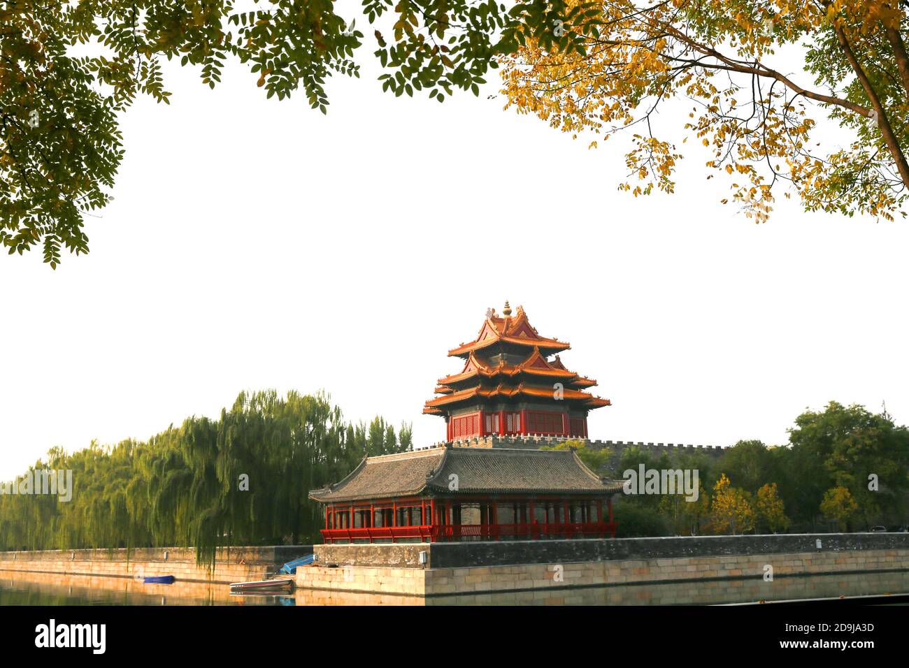 The beautiful autumn scenery of the Palace Museum, the turret of the ...