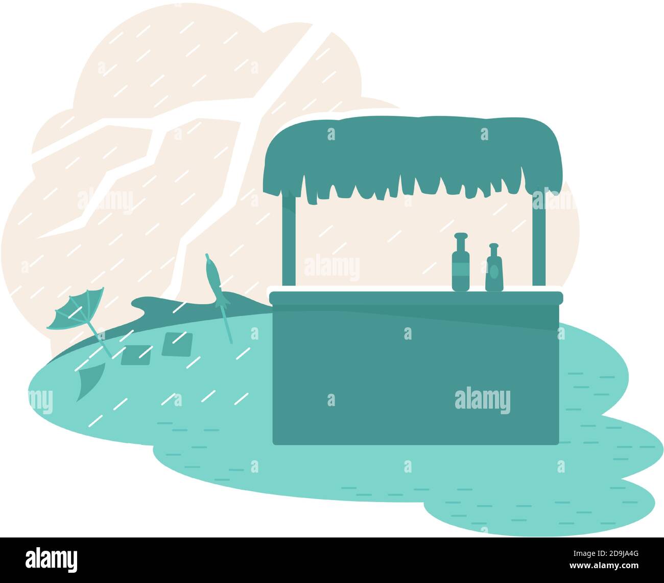 Rain natural disaster 2D vector web banner, poster Stock Vector Image ...