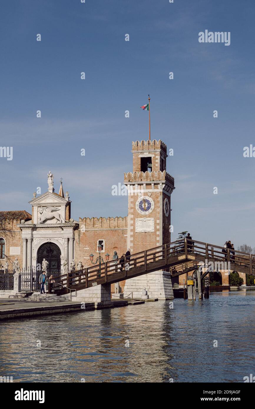 Arsenale in Castello, Venice, fortified castle, walls and towers with ...