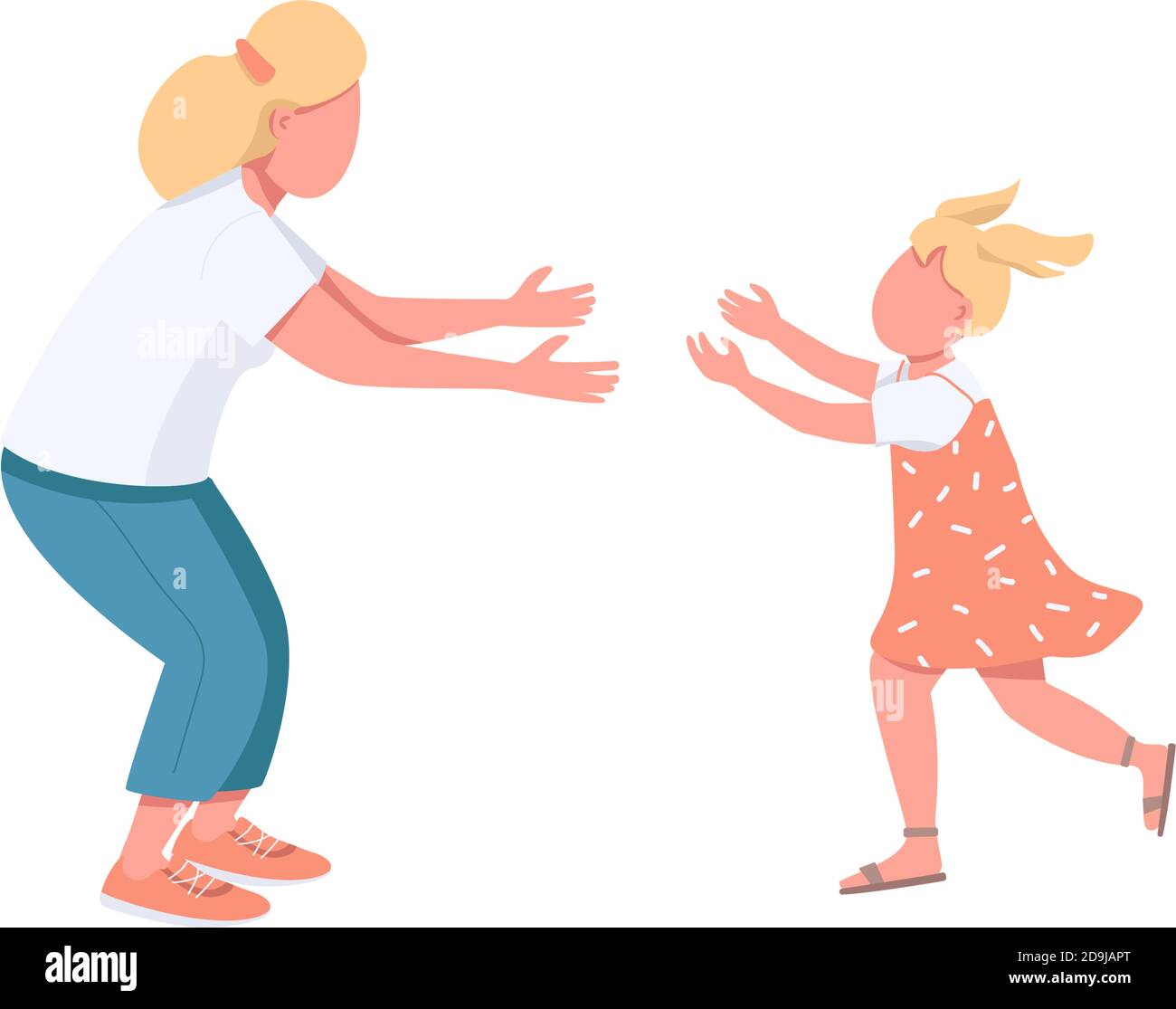 Mother with daughter flat color vector faceless characters Stock Vector ...