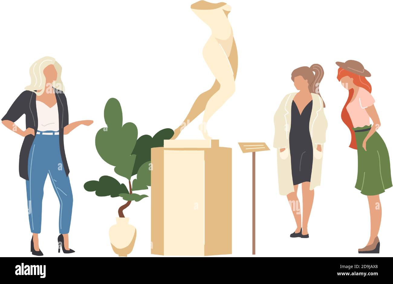 Cultural museum tourist flat color vector faceless characters Stock ...