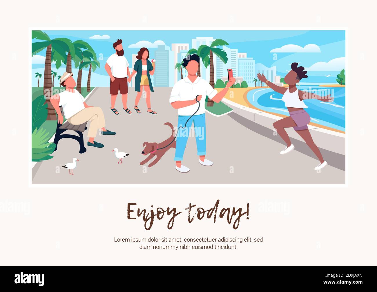 Enjoy today banner flat vector template Stock Vector Image & Art - Alamy