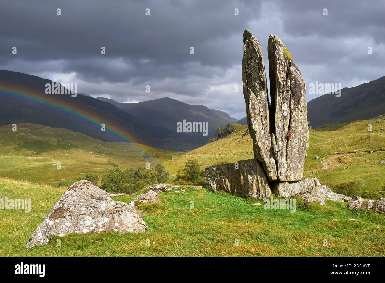 A split upright stone in Gleinn Dà-Eigg, Glen Lyon, known as the ...